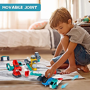 Karjoefar Toys for 3+ Year Old Boys- 4 in 1 Take Apart Robot Toys, Magnetic Assemble Transform Robot, STEM Building Toddler Car Transform Toys for Kids, Birthday Gifts 3-7