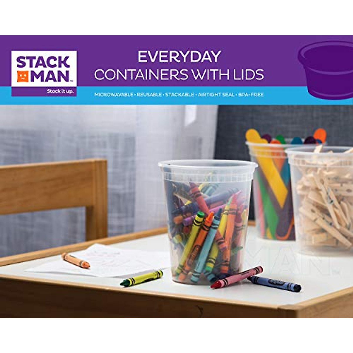 [48 Sets -32 oz.] Plastic Deli Food Storage Containers with Airtight Lids - Soup Containers with Lids