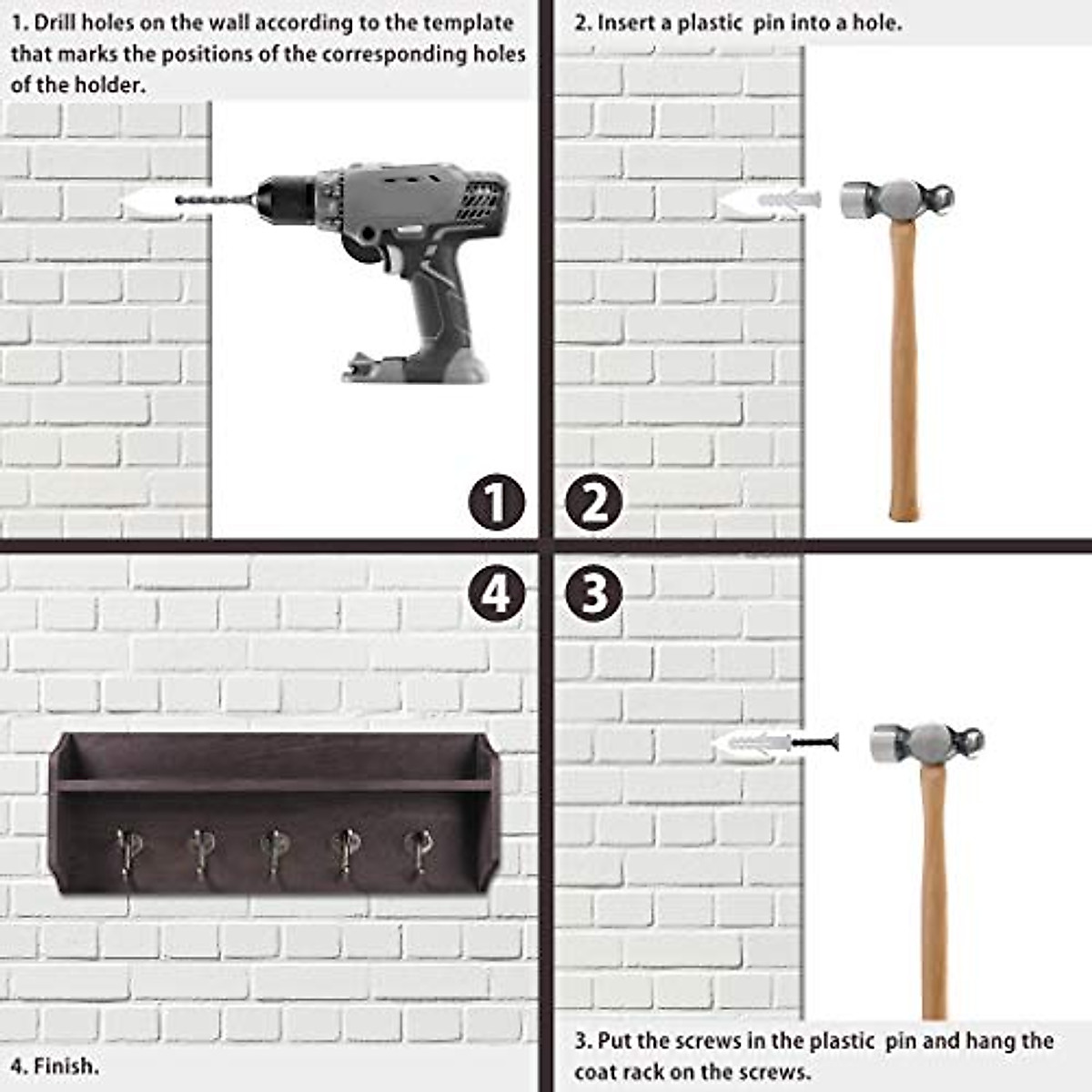 LAVIEVERT Coat Hooks with Storage Shelf Wall-Mounted, Rustic Wood Hanging Coat Rack with 5 Vintage Metal Hooks for Entryway, Living Room, Kitchen, Bathroom