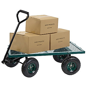 Dporticus Four-Wheel Trailer Large Folding Wagon Side Cart 560lbs Load Capacity, Handling Truck Pull for Outdoor Garden Warehouse Beach