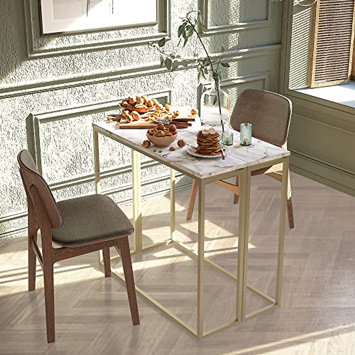 Tilly Lin 36" Faux Marble Console Table with Gold Metal Frame, Rectangular Shape Sofa Table for Entryway, Bar Table for Dining Room, Couch Table, Display Table for Living Room, Hallway, Foyer