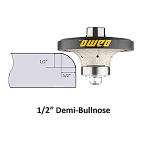 DAMO 1/2 inch Demi Bullnose Half Bullnose Roundover Medium Diamond Hand Profiler Router Bit Profile Wheel with 5/8-11 Thread for Granite Concrete Marble Countertop Edge …