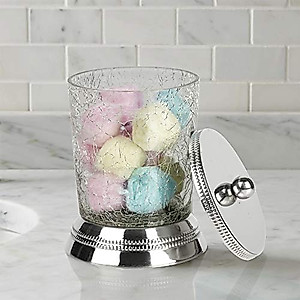 nu steel REG1H Regal Collection Qtip Holder, Bathroom Vanity Storage Organiser, Canister, Apothecary Jar for Cotton Swabs, Rounds, Balls, Metal with Crackle Glass Finish