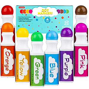 Dot Markers for Toddlers Kids Preschool, Bingo Daubers Washable Art Markers 8 Colors, Toddlers Arts and Crafts Supplies, Kids Painting Drawing Coloring Supplies, Dot Paint Craft Kit Preschool Learning