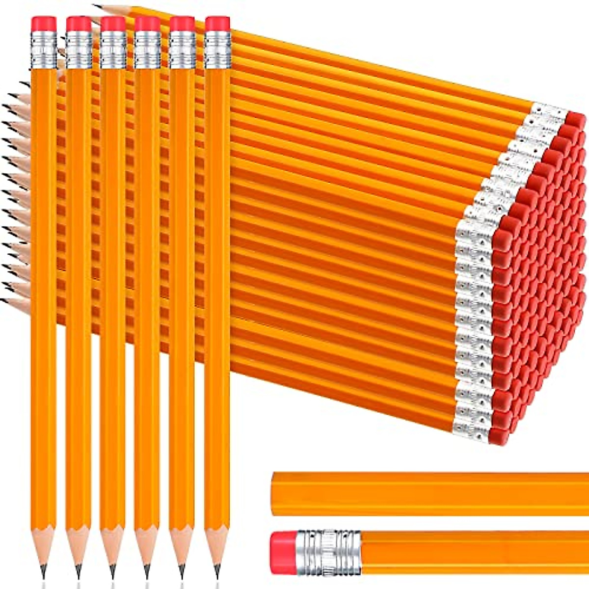400 Pcs Yellow Pencils Unsharpened Wood Pencils Bulk with Erasers 2 HB Pencil Wood Cased for Kids Teacher Students Office School Classroom Supplies