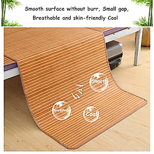 Summer Bamboo Sleeping mat, Foldable Double Sided Bamboo mat for bed, Mattress Topper twin Queen Cool mat for Living Bedroom Floor (90x190cm/35.4x74.8inch, Bamboo)