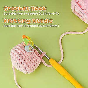 NiArt 4x50g Orange Yarn for Crocheting & Knitting, 4x70m(76.5yds) Cotton-Nylon Blend Yarn Crochet Kit for Beginners with Easy-to-See Stitches, Worsted Medium Beginner Practice Cotton Yarn & Tools Kit