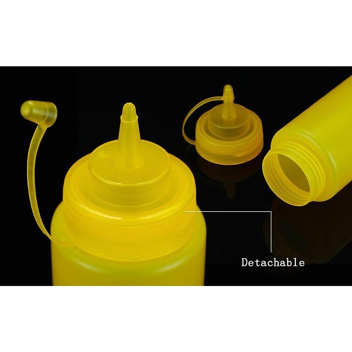 3PCS 12oz/360ML Empty Refillable Squeeze Sauce Condiment Bottles Food Grade Mustard Storage Container Jar Pot with Twist on Cap Lids for Ketchup Mayo Vinegar Cream Honey Salad Dressing(Color Random)