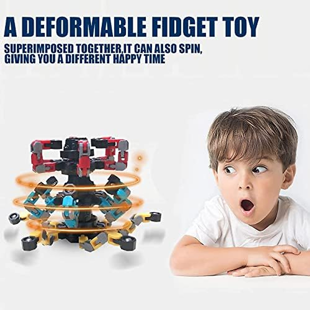 20PCS Transformable Fingertip Gyro Toy,Deformation Chain Robot Deformed Mechanical Spiral Twister Decompression Fingertip Toy Party Favors for Kids