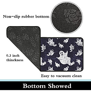 TsyTma Vintage Halloween Ghosts Kitchen Rug Non-Slip Washable Black White Spooky Boo Floor Mat Bathroom Rug Area Mat Carpet for Home Hallway Sink Stove Laundry 39 x 20 Inch