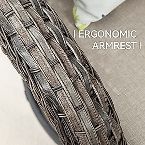 MeetLeisure Wicker Patio Furniture Set 6 Piece Set with 1 Three-Seat Sofa, 2 Swivel Rocker Chairs, 2 Ottomans and 1 Side Table, Outdoor Furniture Patio Conversation Sets(Mixed Grey/Beige)