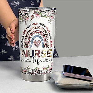 SANDJEST Nurse Tumbler 20oz Nurse Gifts for Nurses Women Nursing Stainless Steel Insulated Tumblers Coffee Travel Mug Cup Gift for Nurses Week Graduation Christmas