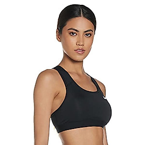Nike Women's Medium Support Non Padded Sports Bra with Band, Black/Black/(White), Medium