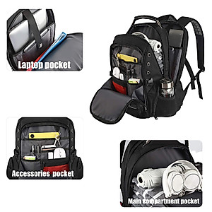 Laptop Backpack for Men, Large Travel Computer Backpack with USB Charging Port for Work Business Fits 17 Inch Notebook, Big College School Bookbag, 40L, Anti Theft, Water Resistant, Black