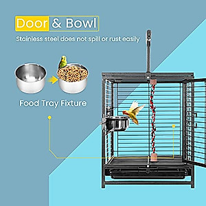 VIVOHOME 19 Inch Wrought Iron Bird Travel Carrier Cage for Parrots Conures Lovebird Cockatiel Parakeets Black