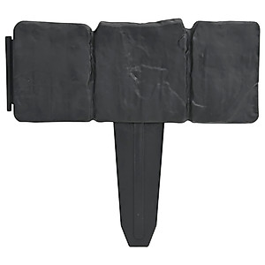 VRAXO Plastic Garden/Lawn Fence Stone Look 41 pcs 32.8',Garden Borders & Edging-7.92lbs