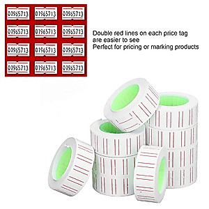 Jopwkuin Price Tag Labels, Clear Printing Quick Drying Ink Paper Price Stickers Smooth Output with Red Lines for MX5500 Labeller
