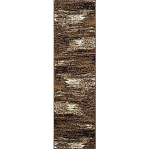 Champion Rugs Modern Contemporary Brush Brown Mocha Area Rug (2 Feet X 7 Feet Runner)