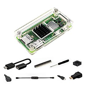 iUniker Raspberry Pi Zero Case, Case for Raspberry Pi Zero 2 w, with Heatsink, HDMI Adapter, OTG Cable, Header, ScrewDriver, Power Switch for Pi Zero 2 w/w (Clear)