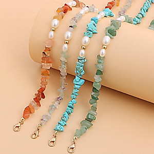 Bohemian Pearl Carnelian Crystal Necklace Green Transparent Crystal Natural Irregular Stone Choker Turquoise Beaded Necklace for Women Jewelry-light
