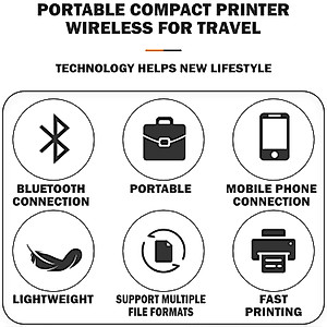 Darkant Portable Thermal Printer Wireless for Travel, Inkless Compact Printer, Small Bluetooth Thermal Mobile Printer Compatible with Android iOS Phones & Thermal A4 Paper (210 x 297mm)