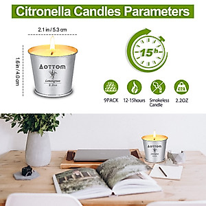 Citronella Candles Outdoor - 9 Packs 2.2oz Bulk Citronella Candles Set for Patio Home Balcony Garden, 135H Burning Time Natural Soy Wax Candles, Small Bucket Candles for Summer Gifts, Camping, Party