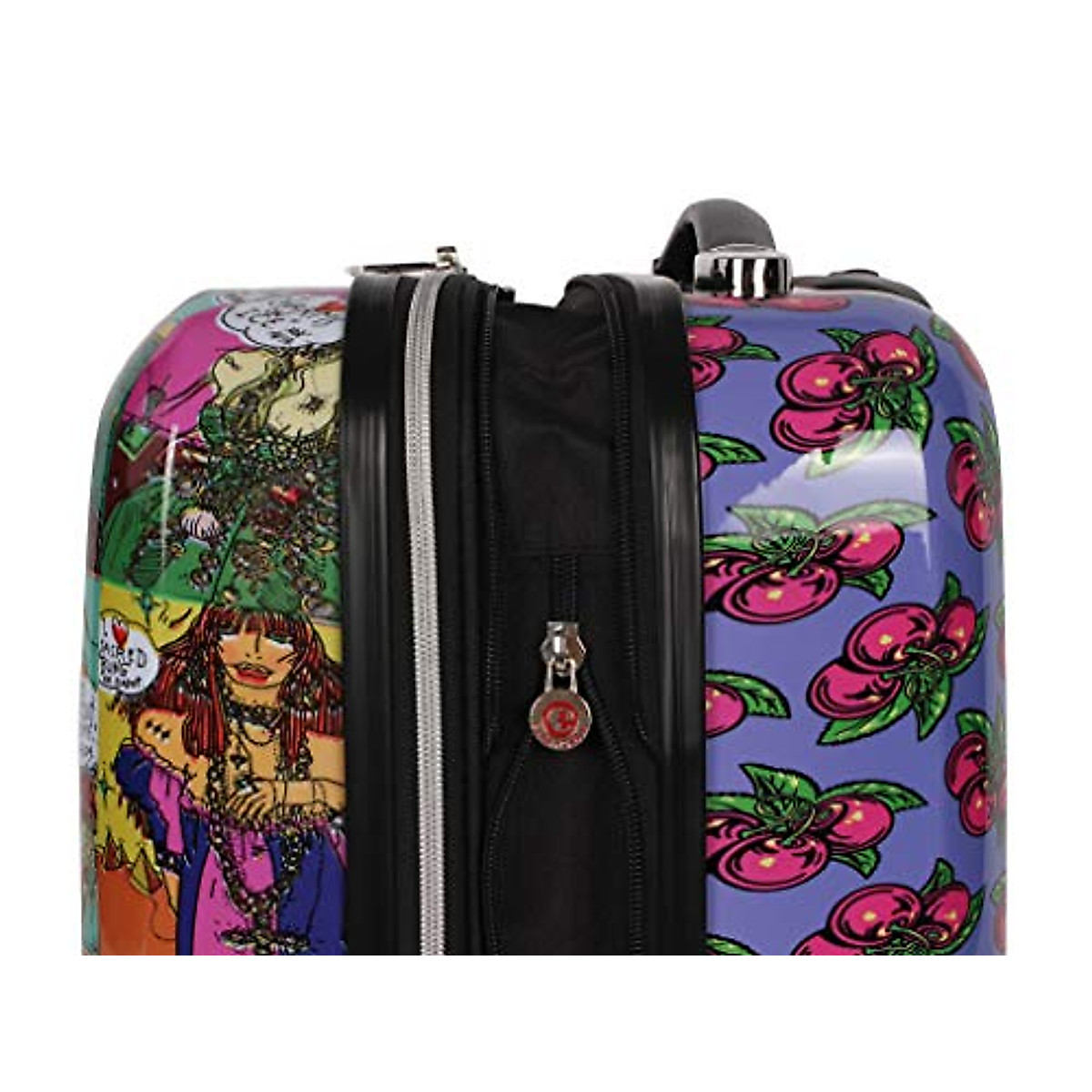Betsey Johnson 26 Inch Checked Luggage Collection - Expandable Scratch Resistant (ABS + PC) Hardside Suitcase - Designer Lightweight Bag with 8-Rolling Spinner Wheels (Girls Print)