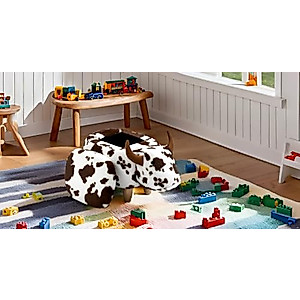 Home 2 Office Cow Ottoman for Kids' Bedroom, Playroom, Nursery, and Living Room, Animal Ottoman with Storage, Footstool for Kids, Brown Cow Print