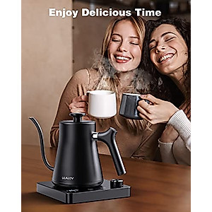 Ulalov Gooseneck Electric Kettle 1.0L with Temperature Control,Ultra Fast Boiling Hot Water Kettle for Pour-Over Coffee/Tea,100% Stainless Steel, 5 Variable Presets, 12H Keep Warm,Leak-Proof, 1200W