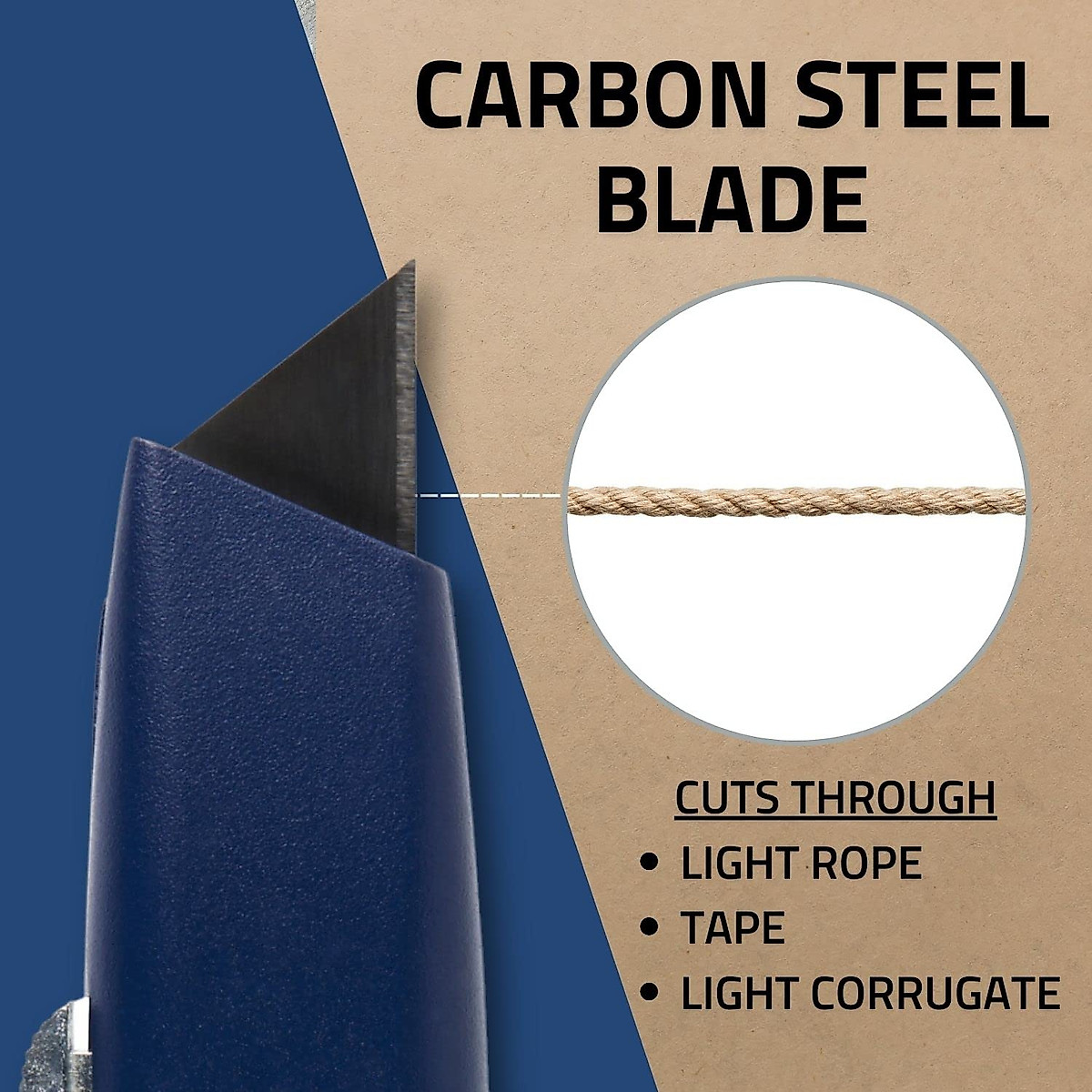 AccuTec Pro Safety U1 Standard Utility Knife - Tough, Sharp, and Safe Pocket Knife for Professionals - Includes Carbon Steel Blade with Adjustable Cut Depth - ASSU-U1AL