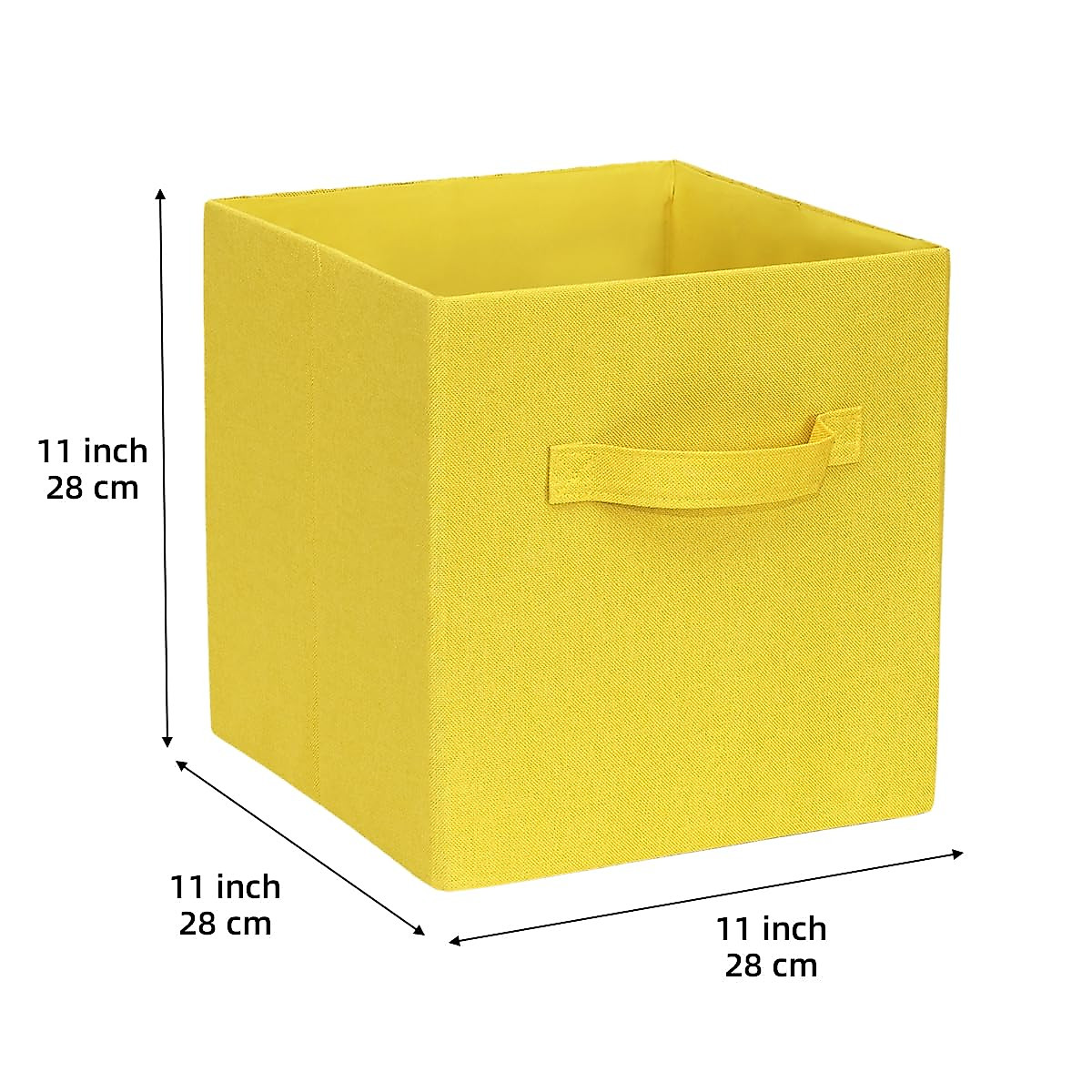 11x11 Collapsible Storage Bins, Cubby Storage Boxes with Handles for Organizing Shelf Closet, Home Decor, 2 Pack, Yellow