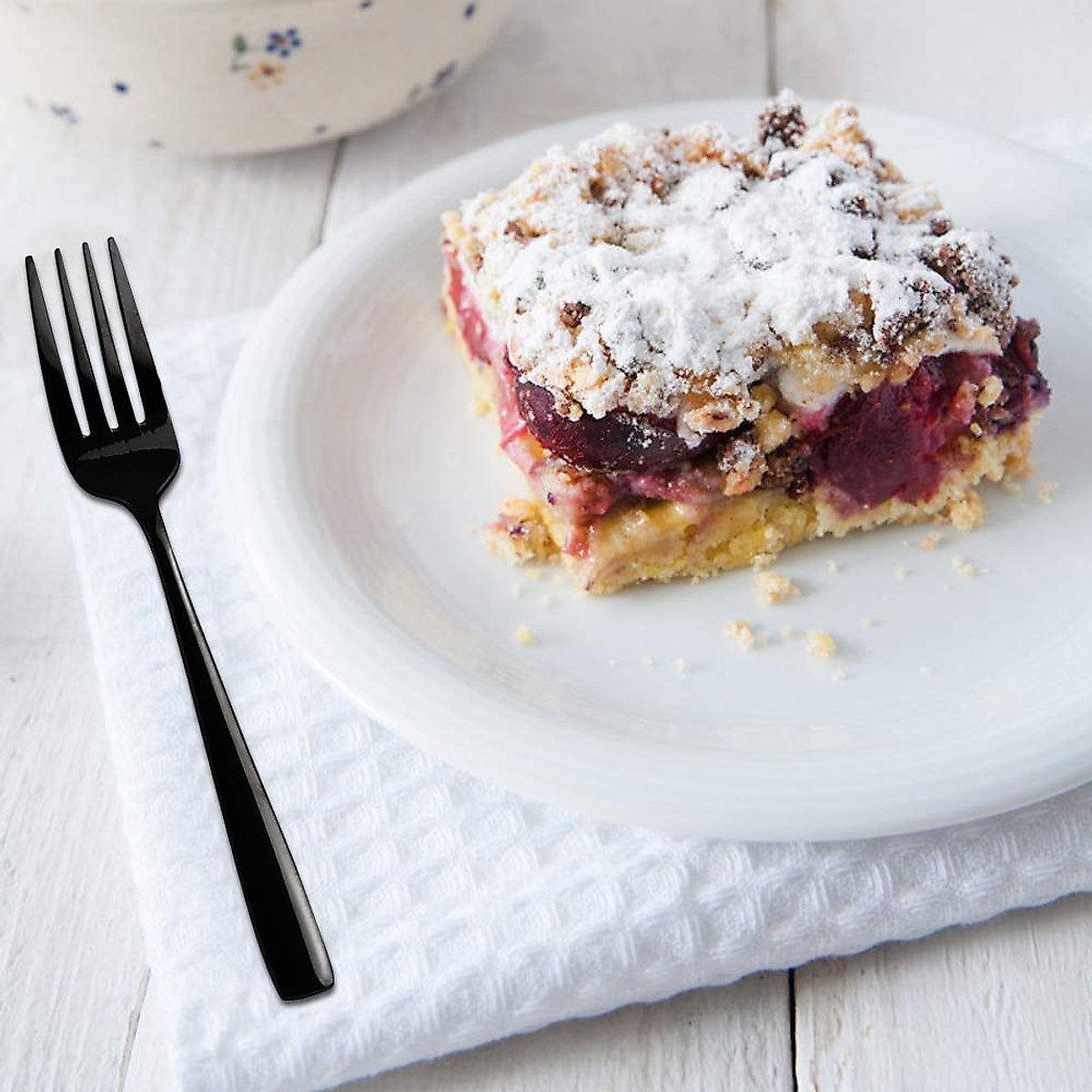 Teyyvn Black Stainless Steel Dessert/Salad Forks, Set of 16