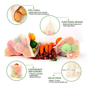 3 Pack Reusable Produce Bags mesh produce bags reusable washable mesh bags for vegetables zero waste eco friendly products food fruit bags Vegetable Storage Grocery Shopping bag produce bags grocery