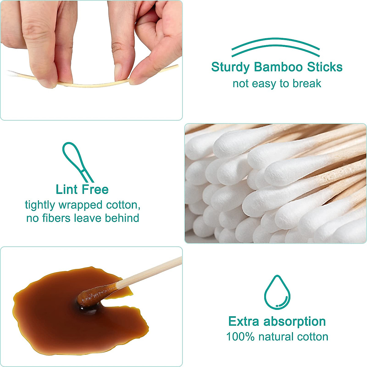 500 Pcs 6" Long Cotton Swabs with Wooden Sticks - Lint Free Gun Cleaning Swabs - Cotton Tipped Applicator for Makeup, Gun Cleaning & Lubricating, Pet Care, Hard-to-Reach Area Cleaning Tools