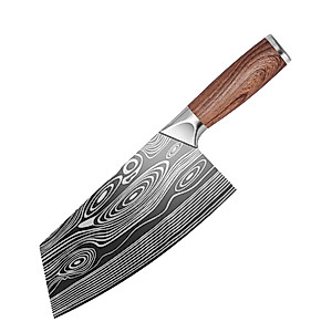 XaoYao Cleaver Knife 8 Inches Vegetable Meat Cleaver, Chopper, Butcher Knife Stainless Steel Chinese Chef Knife, for Home and Restaurant Silver