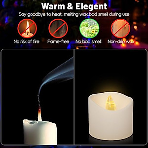 WarmEmbrace 12 Pack Flameless Candles,Easter Basket Stuffers, Battery Operated Candles, Tea Lights for Votive, Flickering Fake Candles, LED Candles for Wedding&Festival(Warm White, Batteries Included)