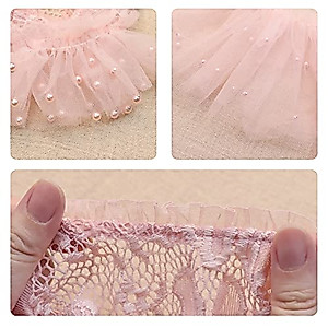 KHC-KHF 3pcs Lace Newborn Photography Prop Baby Girl Tutu Skirt Cute Bow Headdress And Pearl Lace Rompers Infant Princess Costume