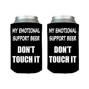 Funny Emotional Support Drink Collapsible Can Bottle Beverage Cooler Sleeves 2 Pack Joke Gag Gift Idea