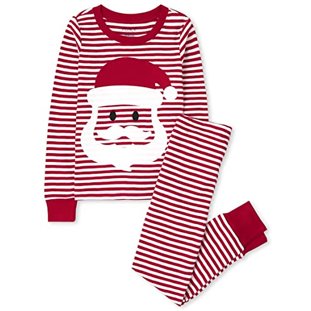 The Children's Place baby girls Family Matching Christmas Holiday Sets, Snug Fit 100% Cotton, Pajama Set, Santa Stripe, 8 US