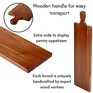BirdRock Home 31.5” Acacia Wooden Cheese Serving Board with Handle - Large - Extra Long - Party Charcuterie for Appetizers Food Kitchen Platter - Bread Meat Fruit Display - Natural Wood - Espresso