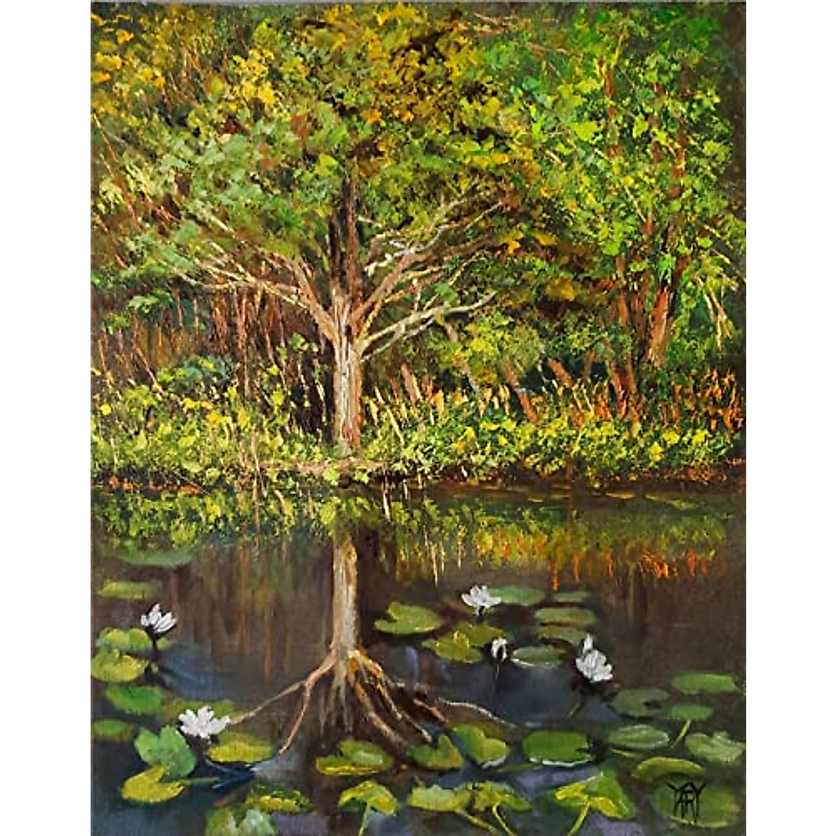 Hidden Away, Lily Pond by Internationally Renowned Painter Yary Dluhos