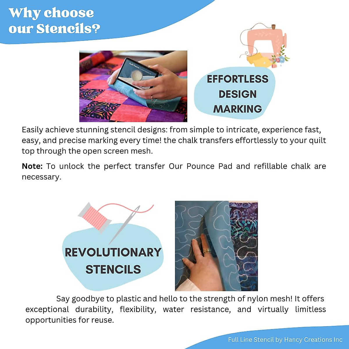 Full Line Stencil - Christmas Lights - Edge to Edge Stencil, Continuous Line Template for Free Motion Quilting, Domestic Machine Quilting, Hand Quilting, Long-Arm Quilting (60042)