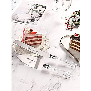 AW BRIDAL Cake Cutting Set for Wedding- Mr and Mrs Cake Cutter, Wedding Cake Knife and Server Set Engagement Anniversary Birthday Gifts