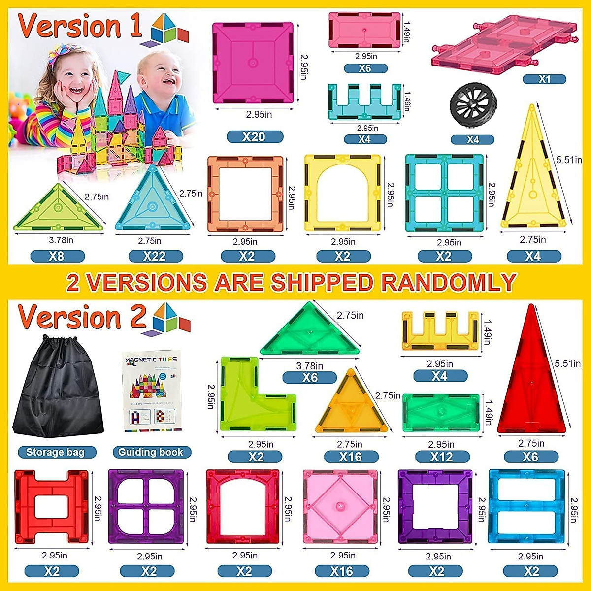 NVHH Magnetic Tiles for 3 4 5 6 7 8+Year Old Boys Girls 72PCS Oversize 3D Magnetic Building Blocks for Kids Age 3-5/STEM Toys for 4-8 Christmas Birthday Gifts