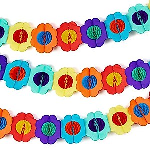 FUTUREPLUSX Mexican Party Banner, Hibiscus Garland Flower Banner Tropical Birthday Party Decorations Ceiling Decorations for Classroom Luau Party