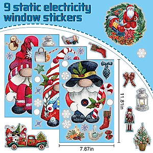 Christmas Winter Window Stickers, Christmas Classic Santa Claus Window Decals Clings for Xmas Home Office Glass Mirror Winter Holiday Party Decoration