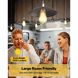 Sunco 6 Pack Vintage LED Edison Bulbs, 75W Equivalent 8.5W, 1000 LM, Dimmable ST58 Filament, 3000K Warm White, E26 Medium Base Clear Glass Light Bulbs