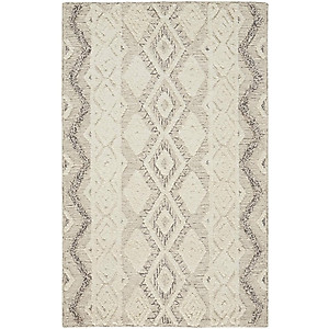 8' X 10' Ivory Taupe And Gray Wool Geometric Tufted Handmade Stain Resistant Area Rug