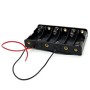 6 AA 6-AA 9V Battery Holder Enclosure Case Box with Connector Cable
