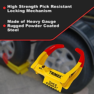 Trimax TCL65 Wheel Chock Lock , Yellow/Red, 7.25in